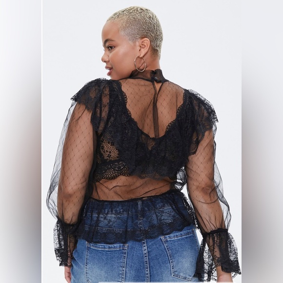 Forever 21 | Tops | Plus Size Sheer Lacetrim Top | Poshmark